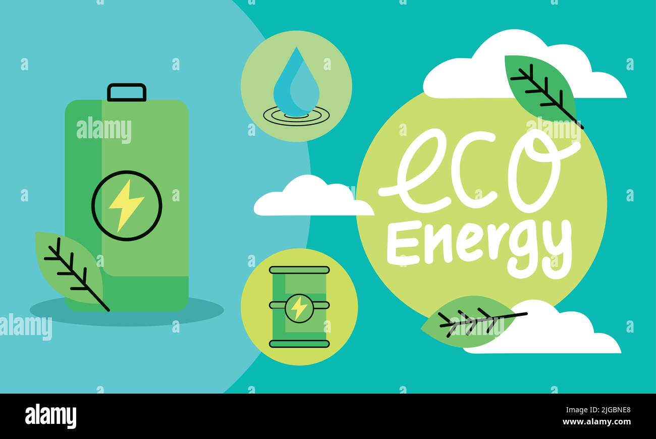 eco energy lettering with icons Stock Vector Image & Art - Alamy