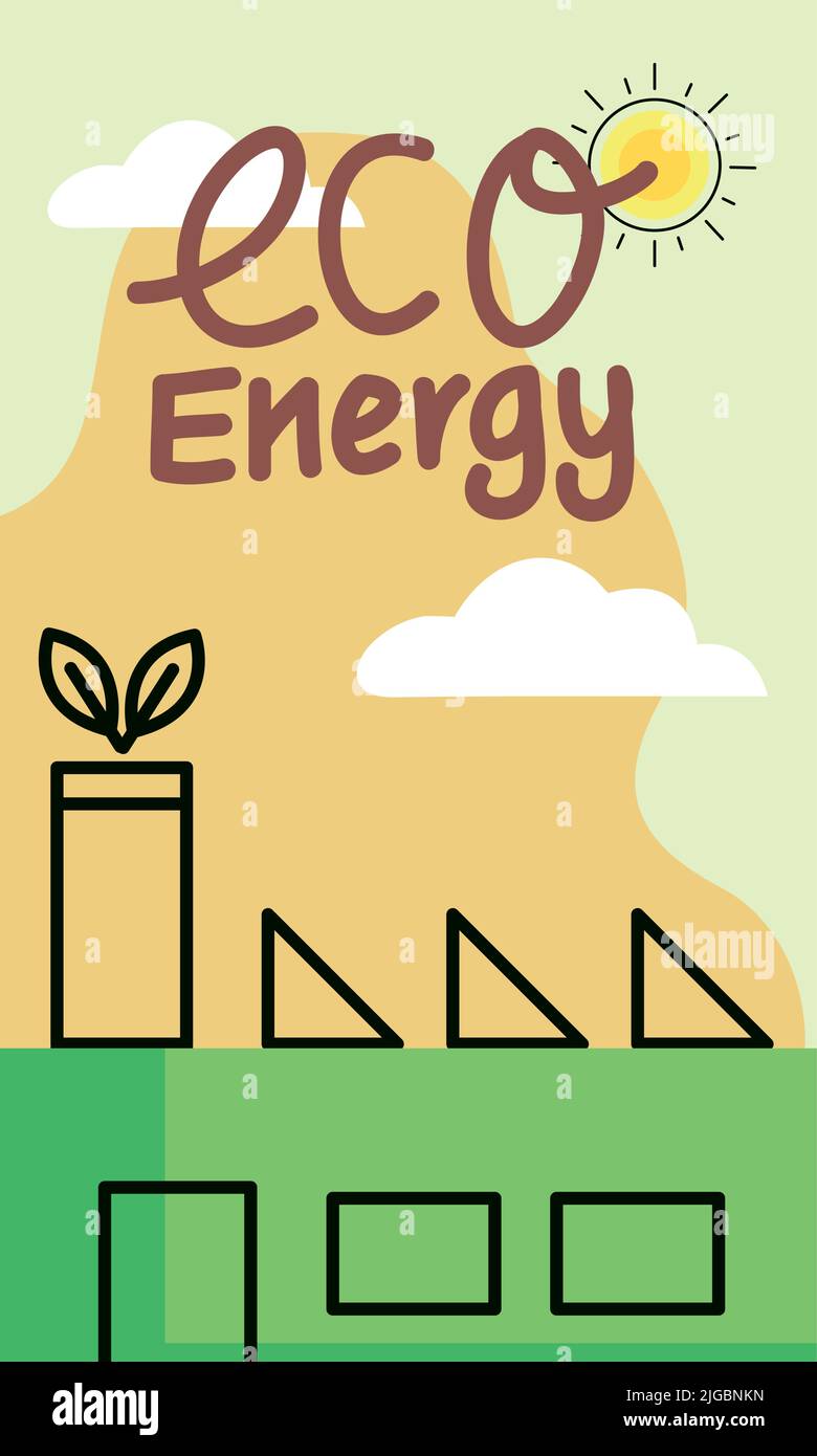 eco energy lettering with factory Stock Vector Image & Art - Alamy