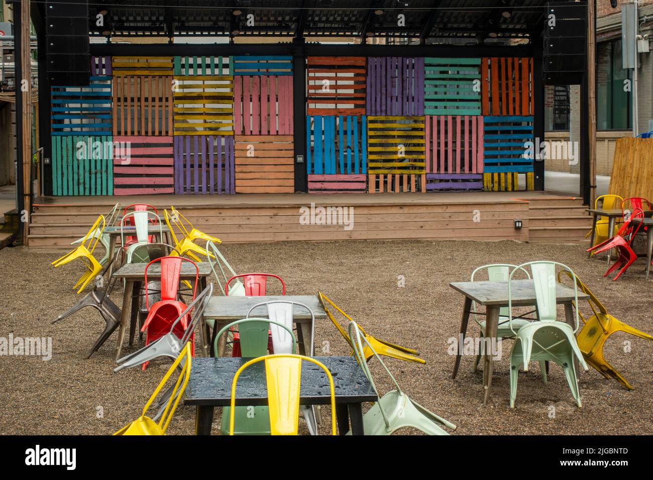 outside seating area in the rain at Industry City Sunset Park Brooklyn ...