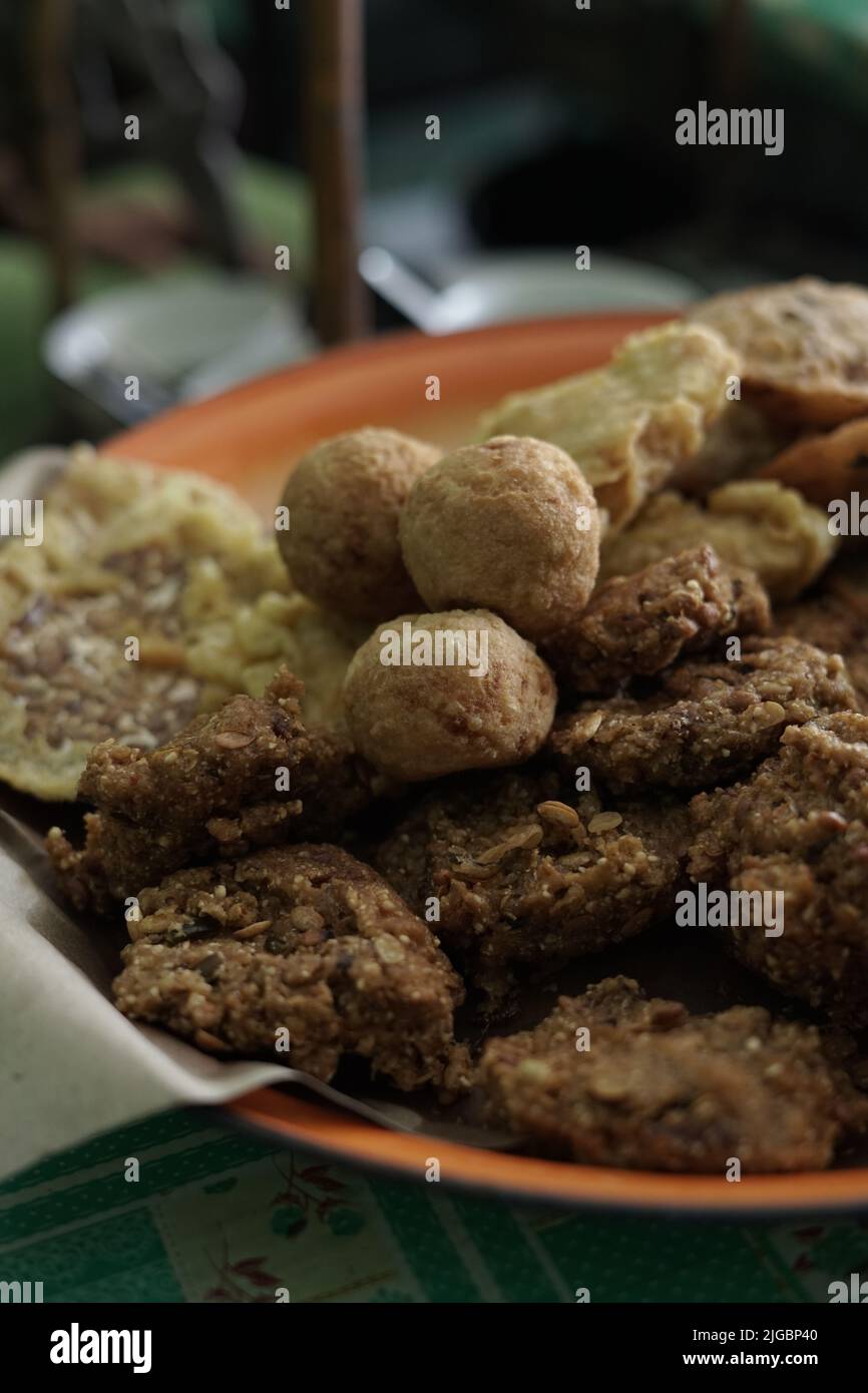 ndonesian fried snacks or known as gorengan include tempeh, tofu or ...