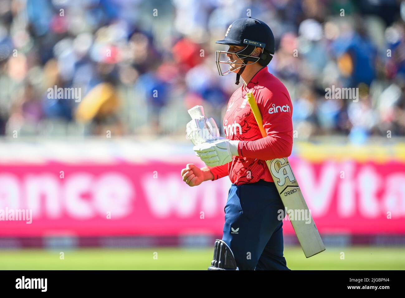 Jason Roy of England leaves the field after being caught by Rohit ...