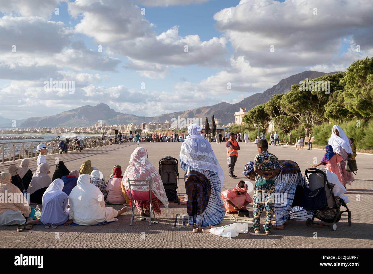 Palermo, Italy. 09th July, 2022. Muslim women seen gathering on the ...