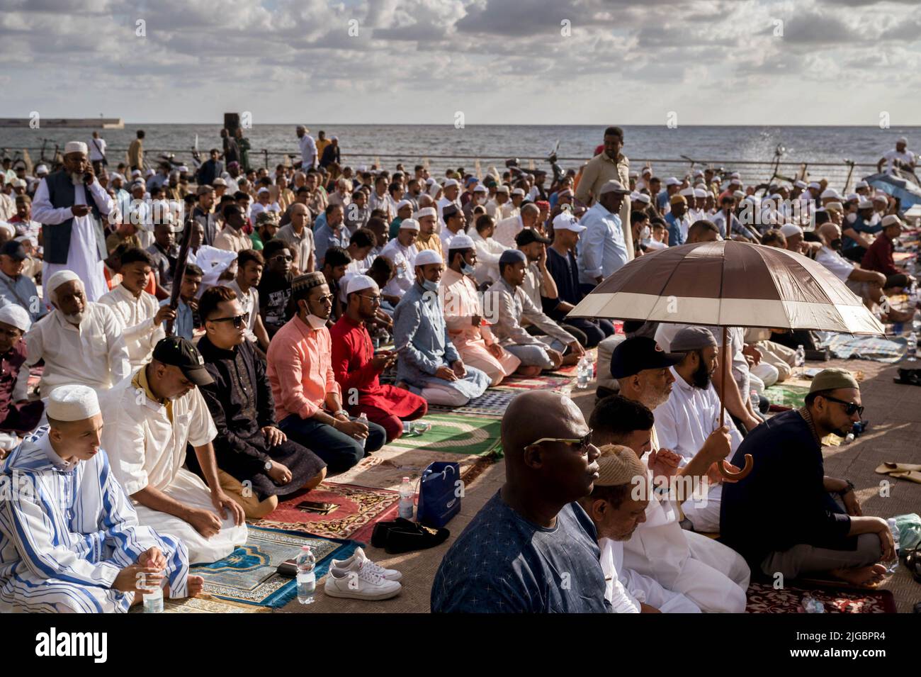Palermo, Italy. 09th July, 2022. Muslim people seen praying on the ...