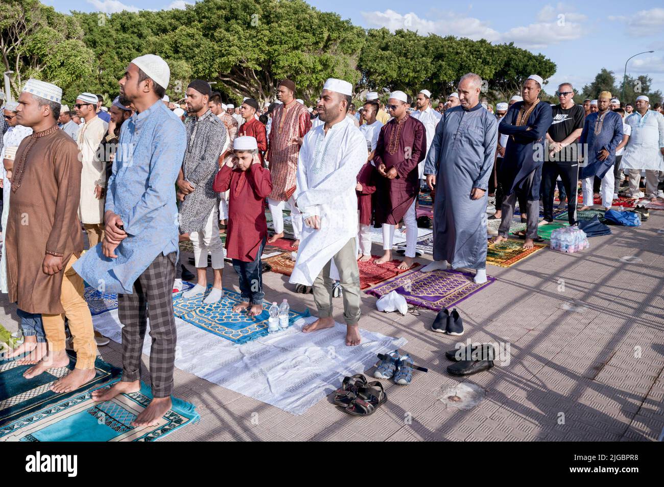Palermo, Italy. 09th July, 2022. Muslims offer prayers. The Muslim ...
