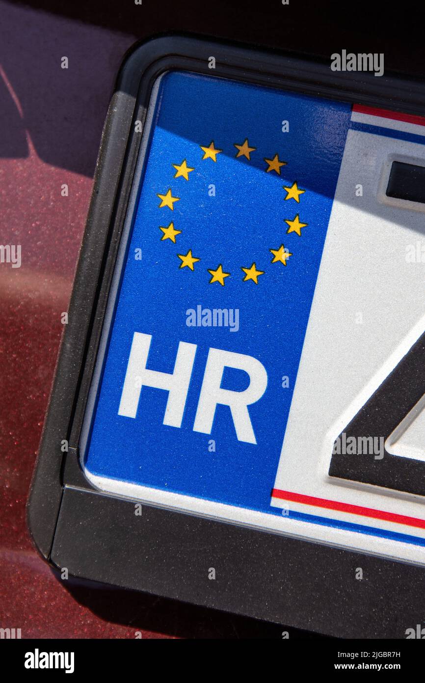 country identifier of EU car registration plate: Croatia Stock Photo ...
