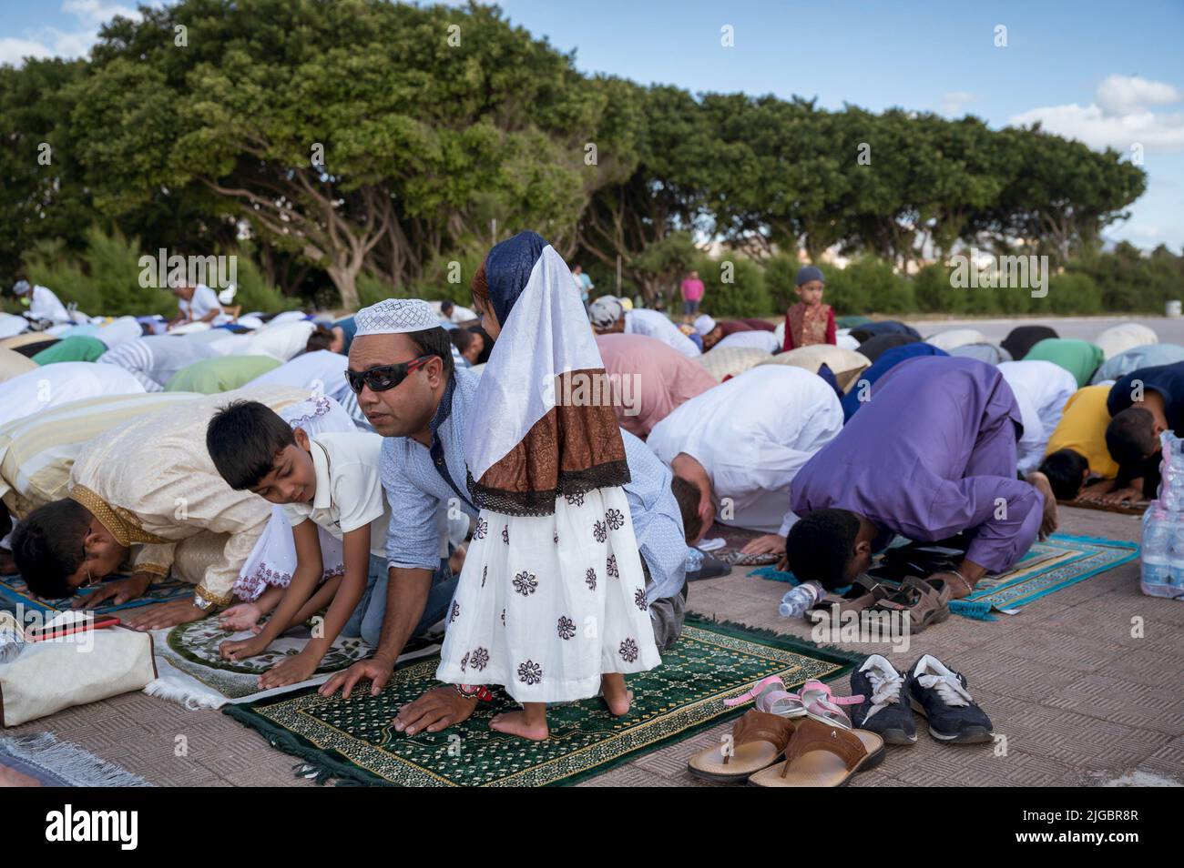 Palermo, Italy. 09th July, 2022. A little girl seen close to her father ...