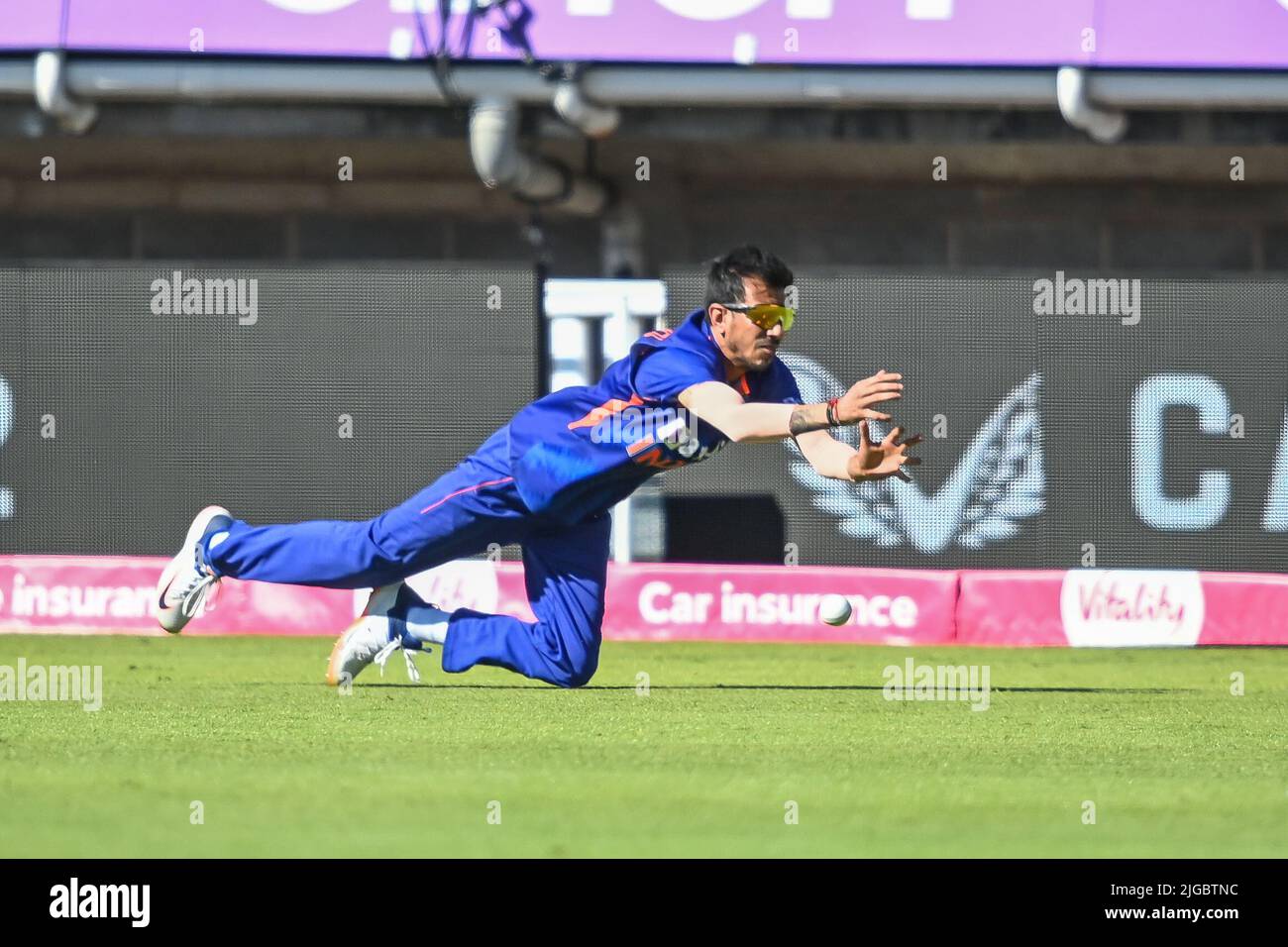 Yuzvendra Chahal of India drops the catch chance of Liam Livingstone of ...