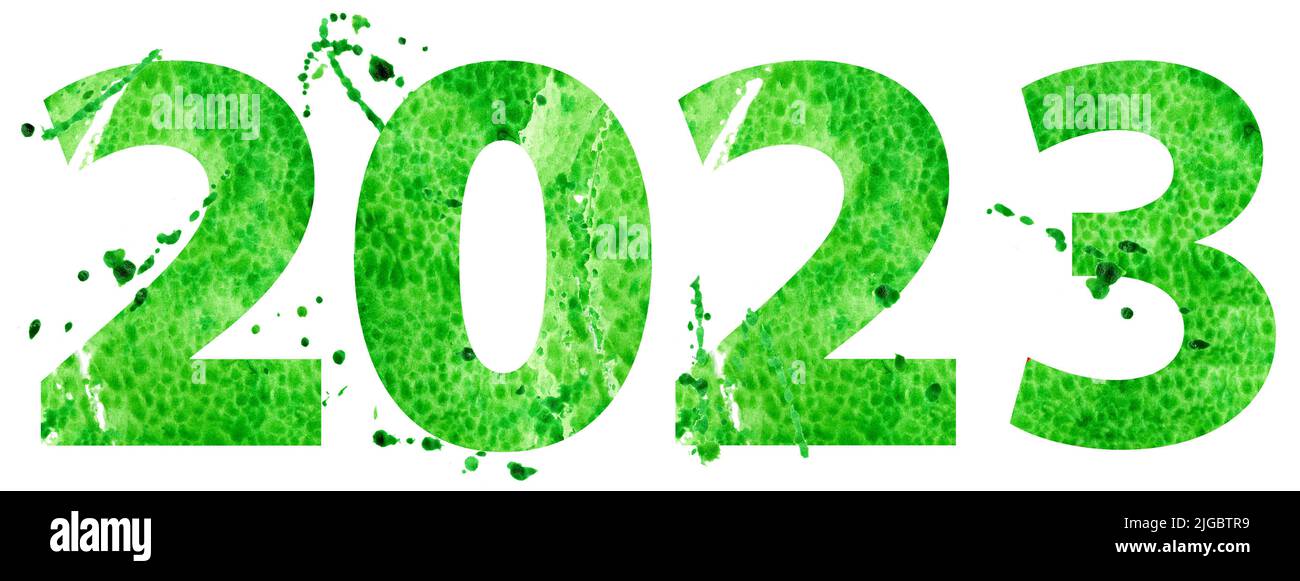 New year 2023 watercolor number isolated on the white background Stock ...