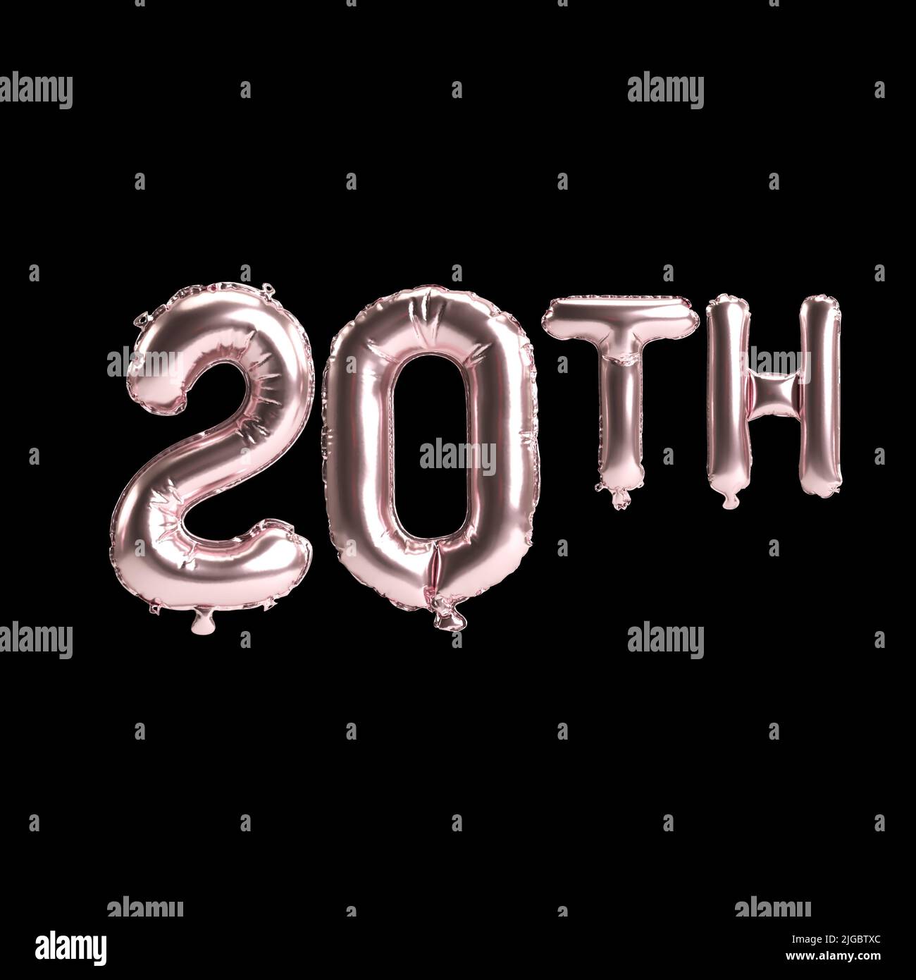 3d illustration of 20th rose balloons isolated on background Stock ...