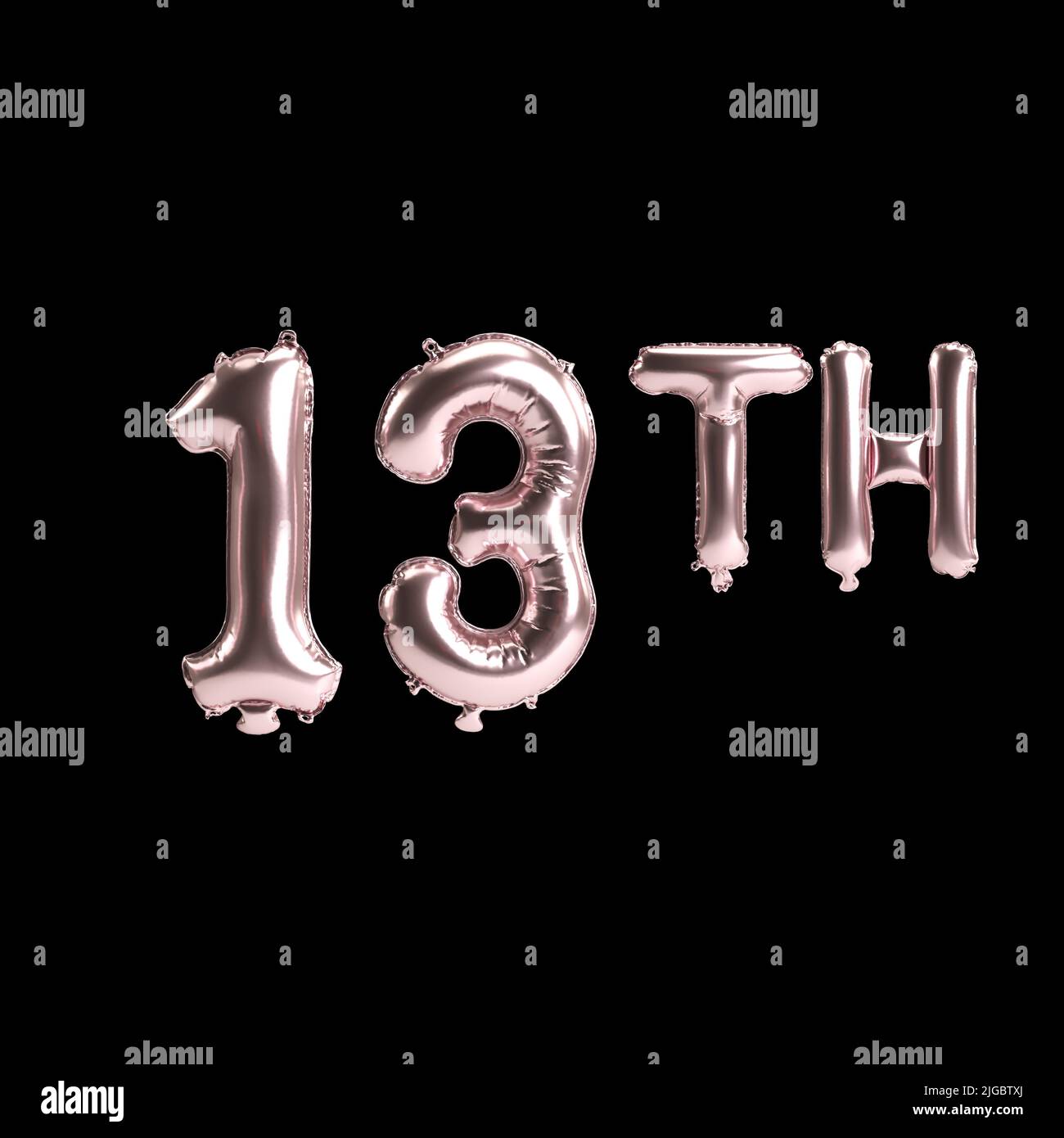 3d illustration of 13th rose balloons isolated on background Stock ...