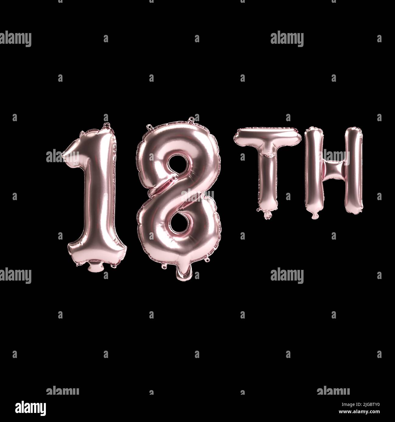 3d illustration of 18th rose balloons isolated on background Stock ...