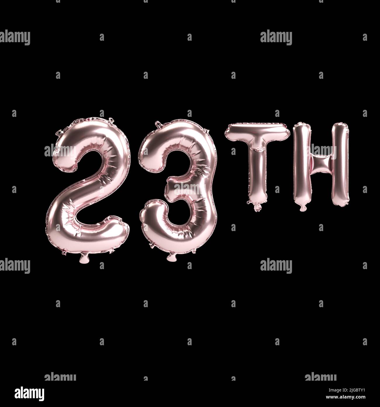 3d illustration of 23th rose balloons isolated on background Stock ...