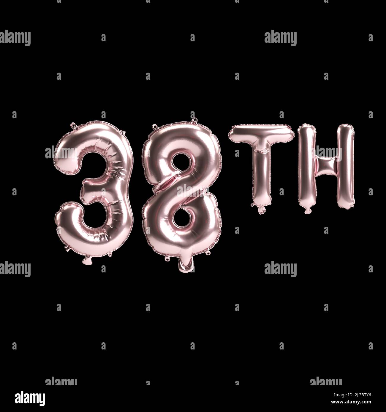 3d illustration of 38th rose balloons isolated on background Stock ...