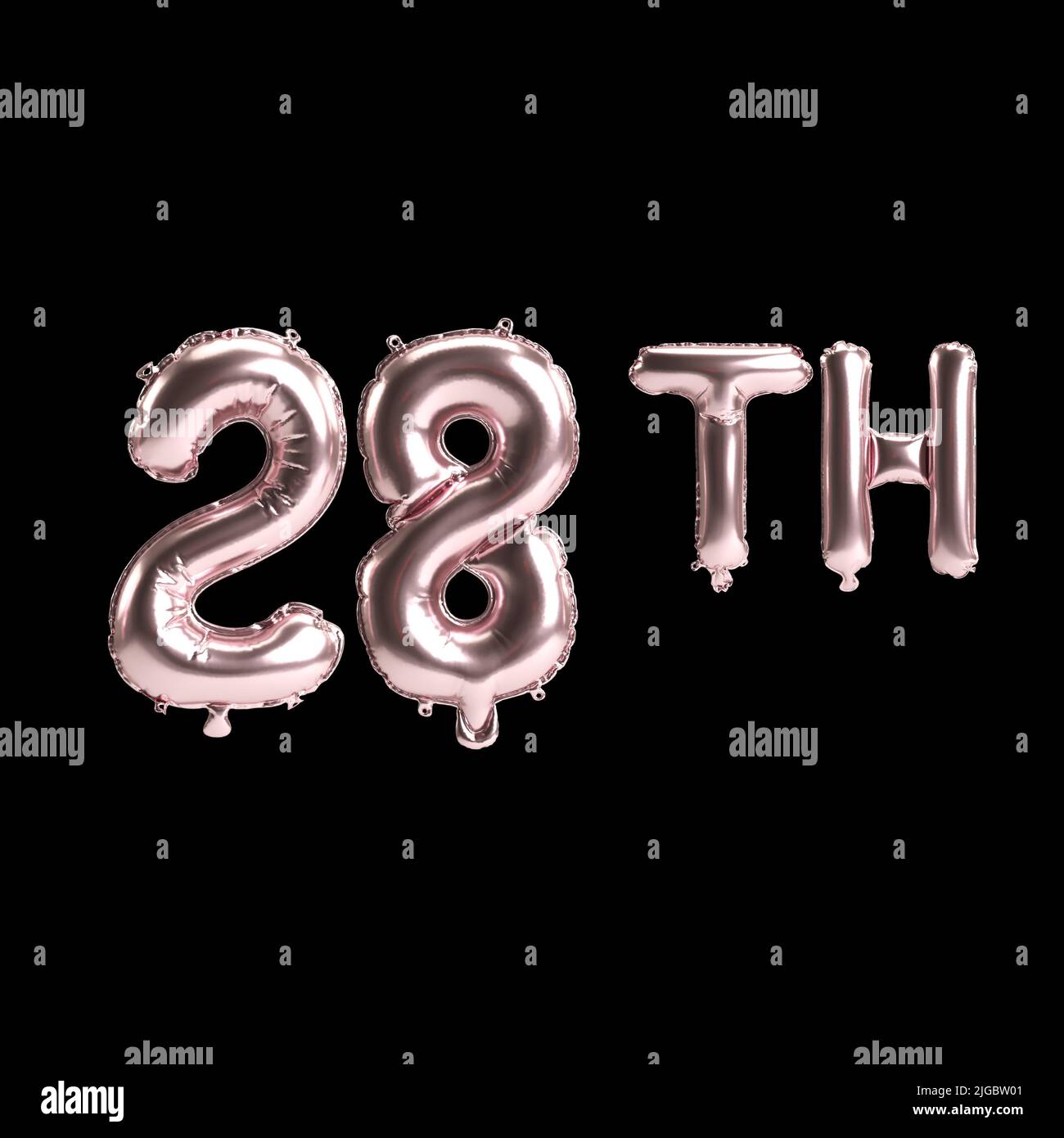 3d illustration of 28th rose balloons isolated on background Stock ...