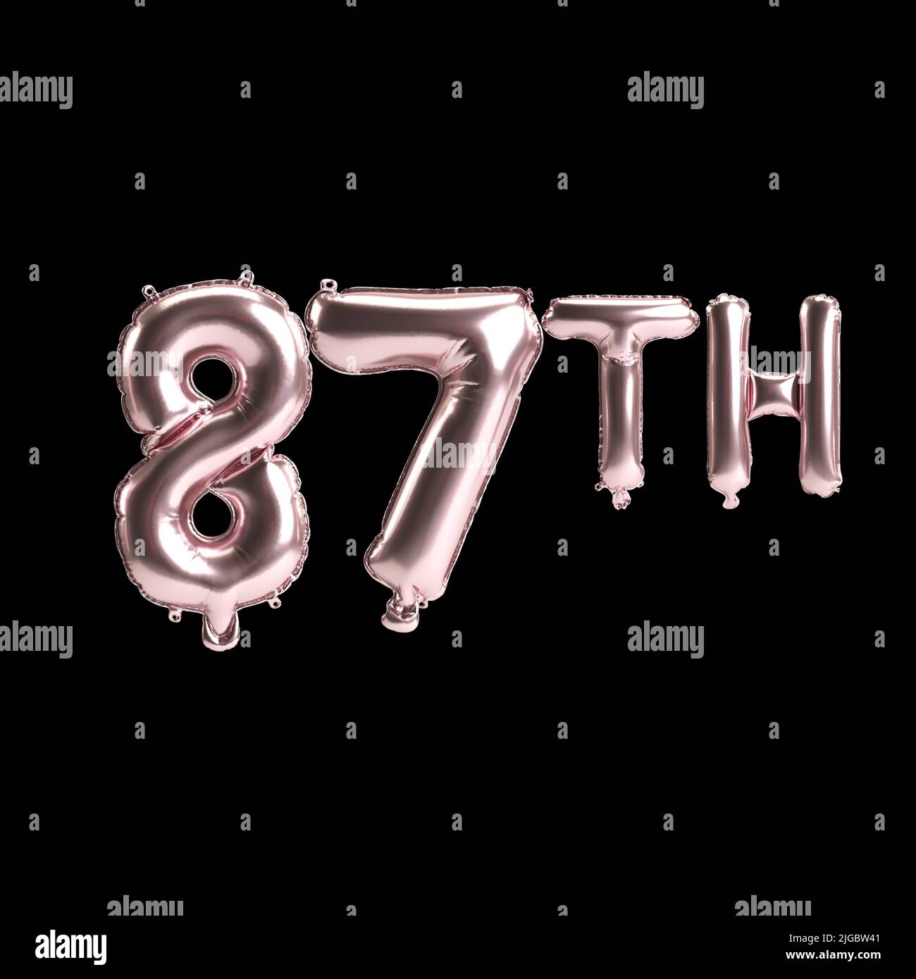 3d illustration of 87th rose balloons isolated on background Stock ...