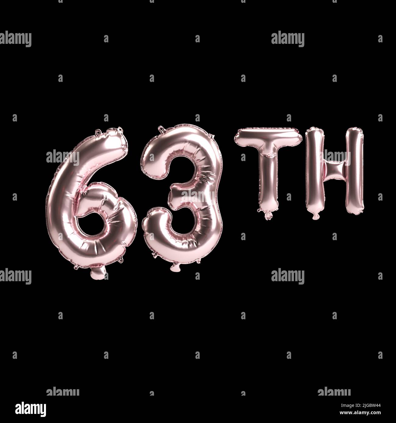 3d illustration of 63th rose balloons isolated on background Stock ...