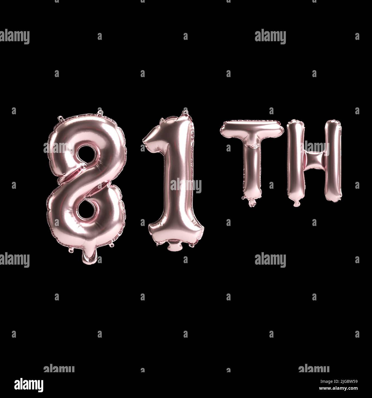 3d illustration of 81th rose balloons isolated on background Stock ...