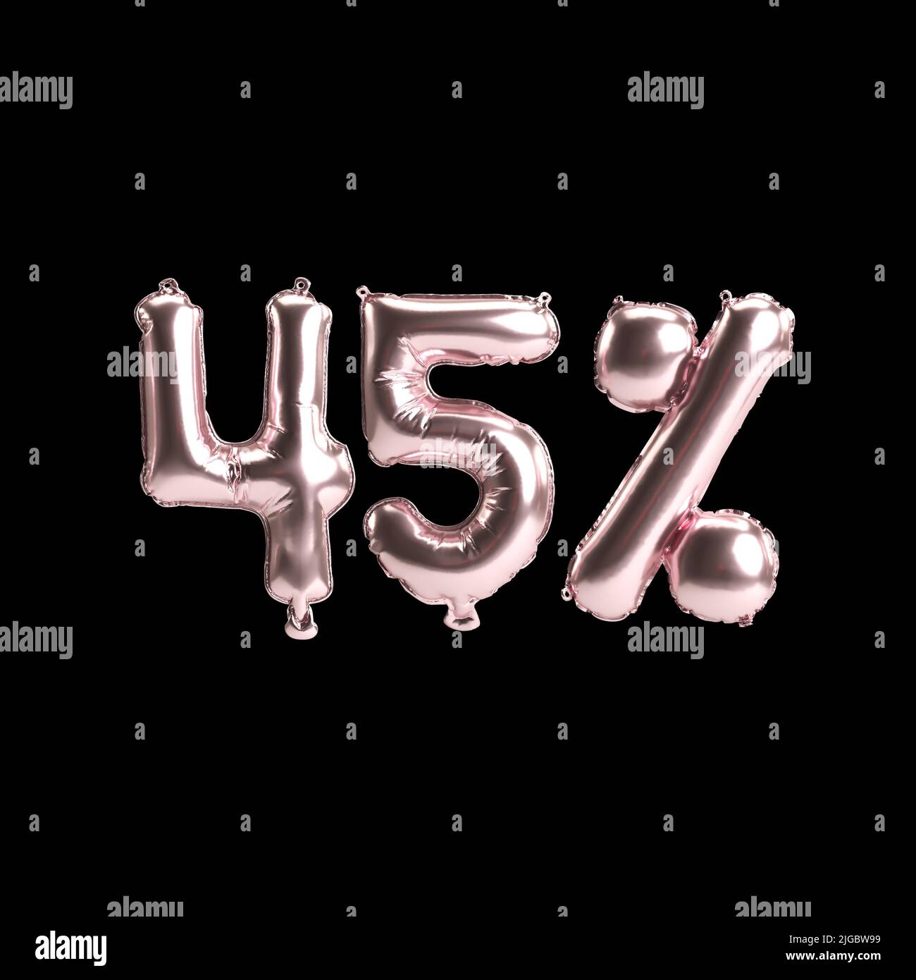 3d illustration of 45 percent rose balloons isolated on background ...