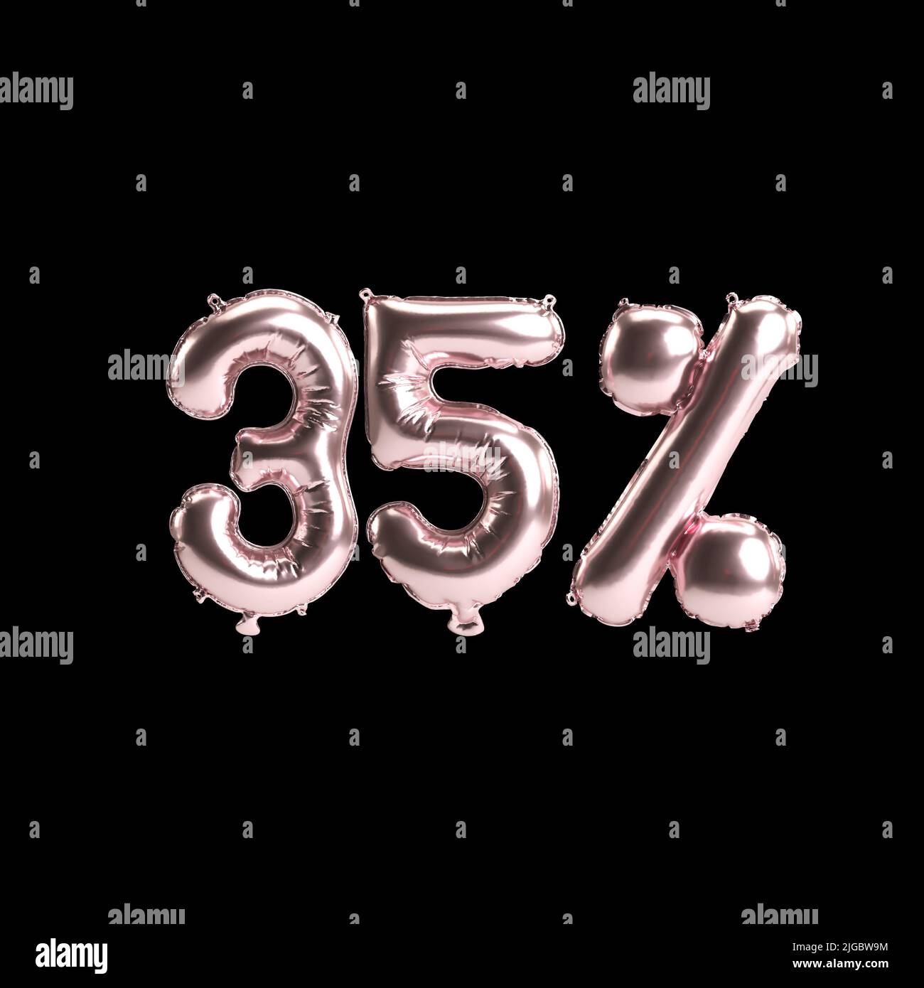 3d illustration of 35 percent rose balloons isolated on background ...