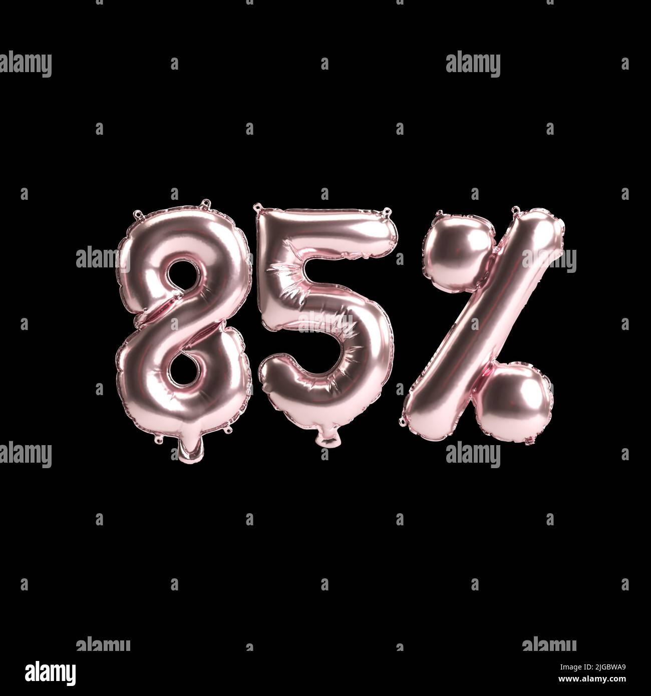 3d illustration of 85 percent rose balloons isolated on background ...