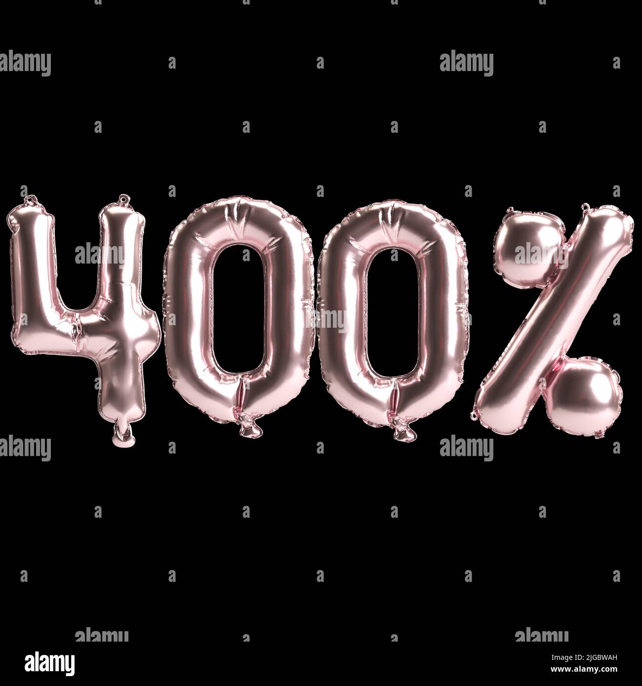 3d illustration of 400 percent rose balloons isolated on background ...