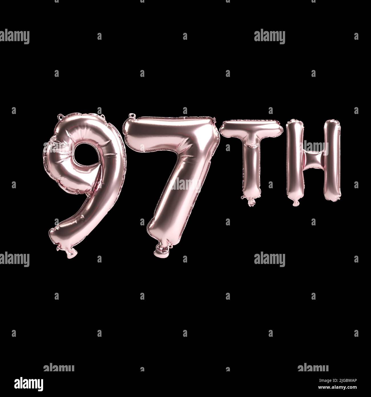 3d illustration of 97th rose balloons isolated on background Stock ...
