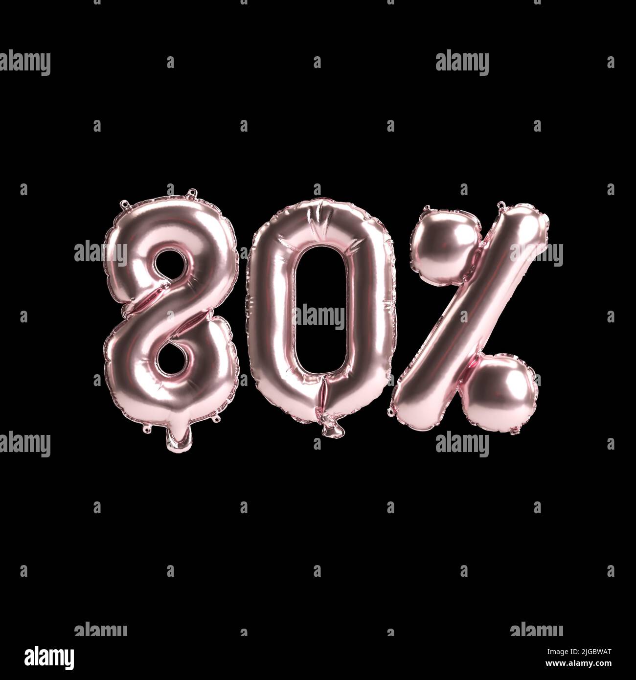 3d illustration of 80 percent rose balloons isolated on background ...