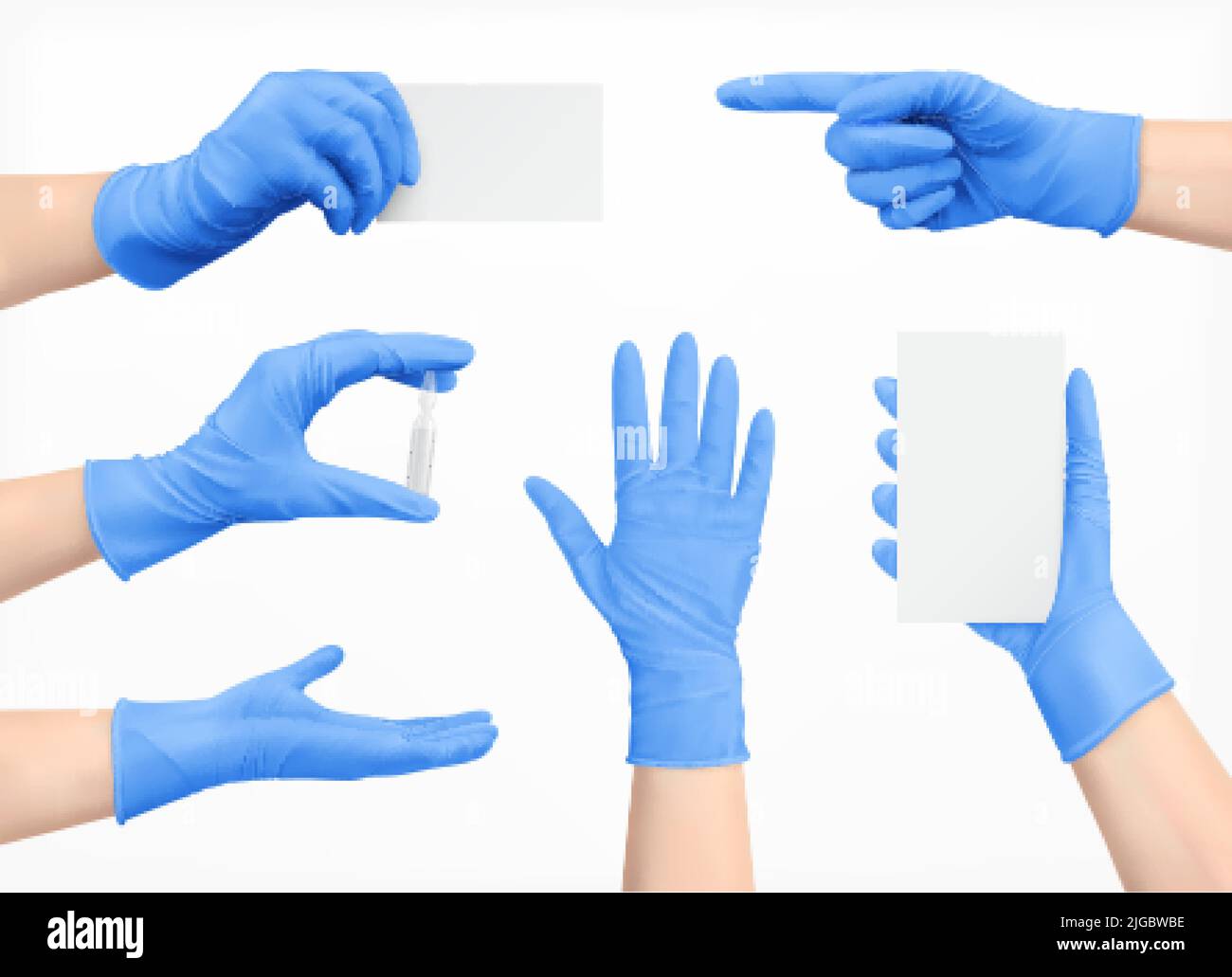 Hands in gloves realistic set with protection symbols isolated vector ...