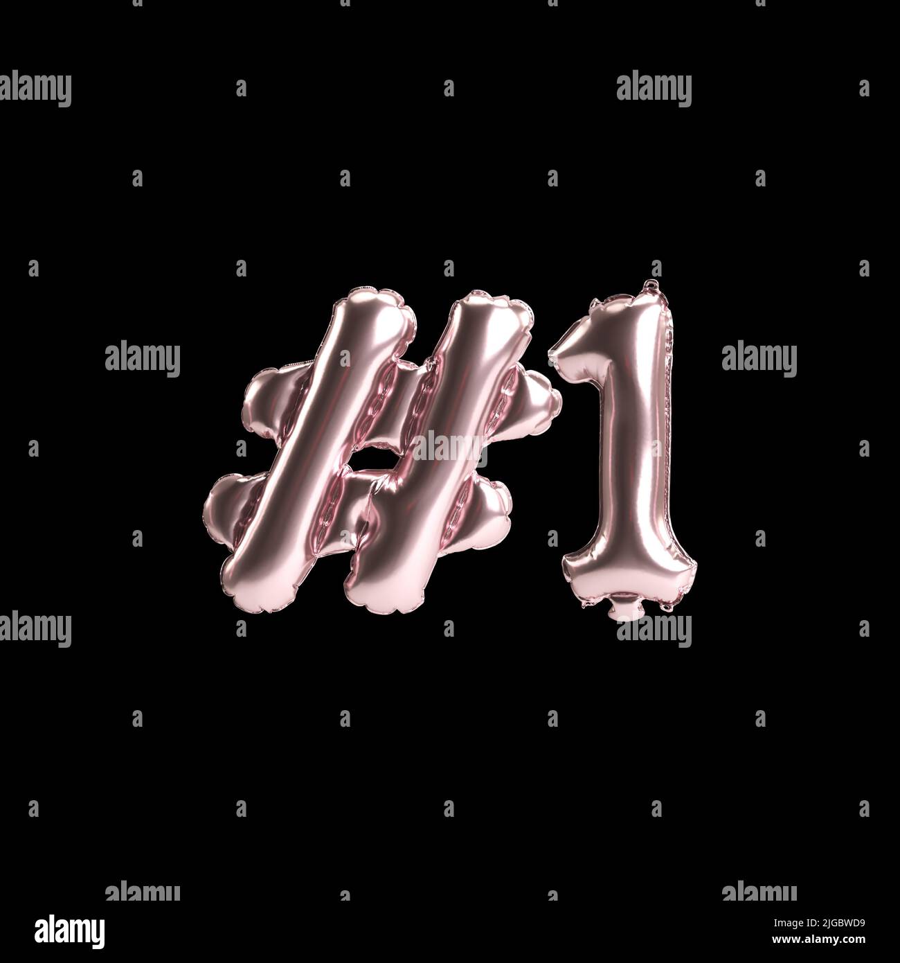 3d illustration of 1 hashtag rose balloons isolated on white background ...