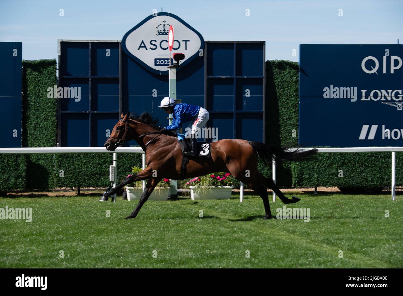 Ascot, Berkshire, UK. 9th July, 2022. Horse Wild Crusade ridden by ...