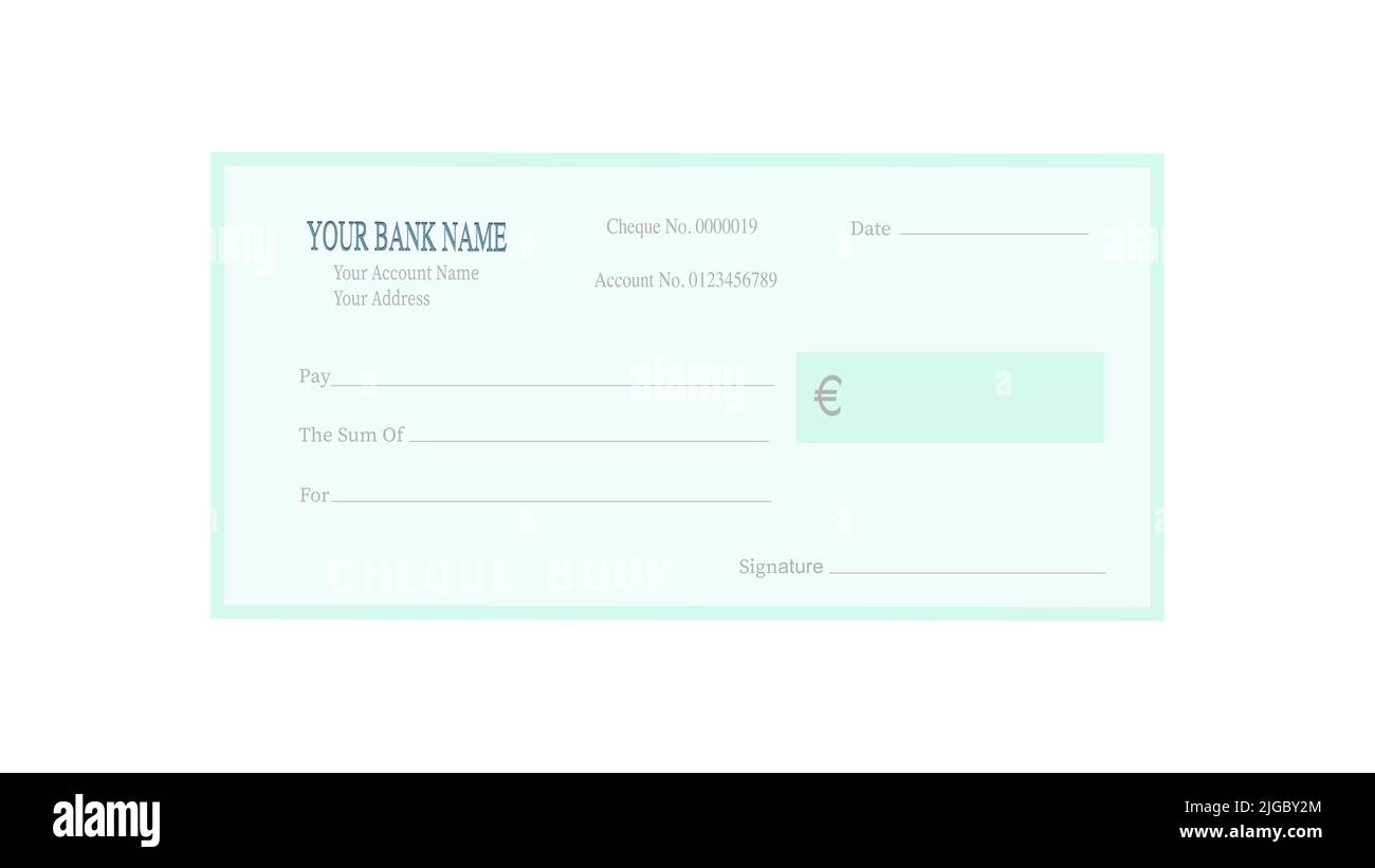 Cheque book in soft green color in white background Stock Photo - Alamy