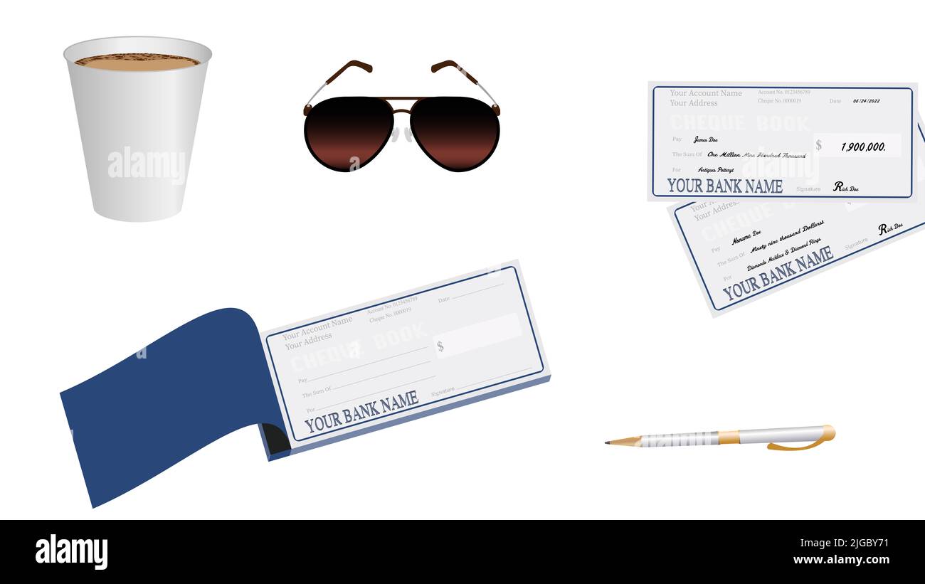 Cheque book in Black and brown color with Bright blue and silver pen in ... Cheque book in Black and brown color with Bright blue and silver pen in ...