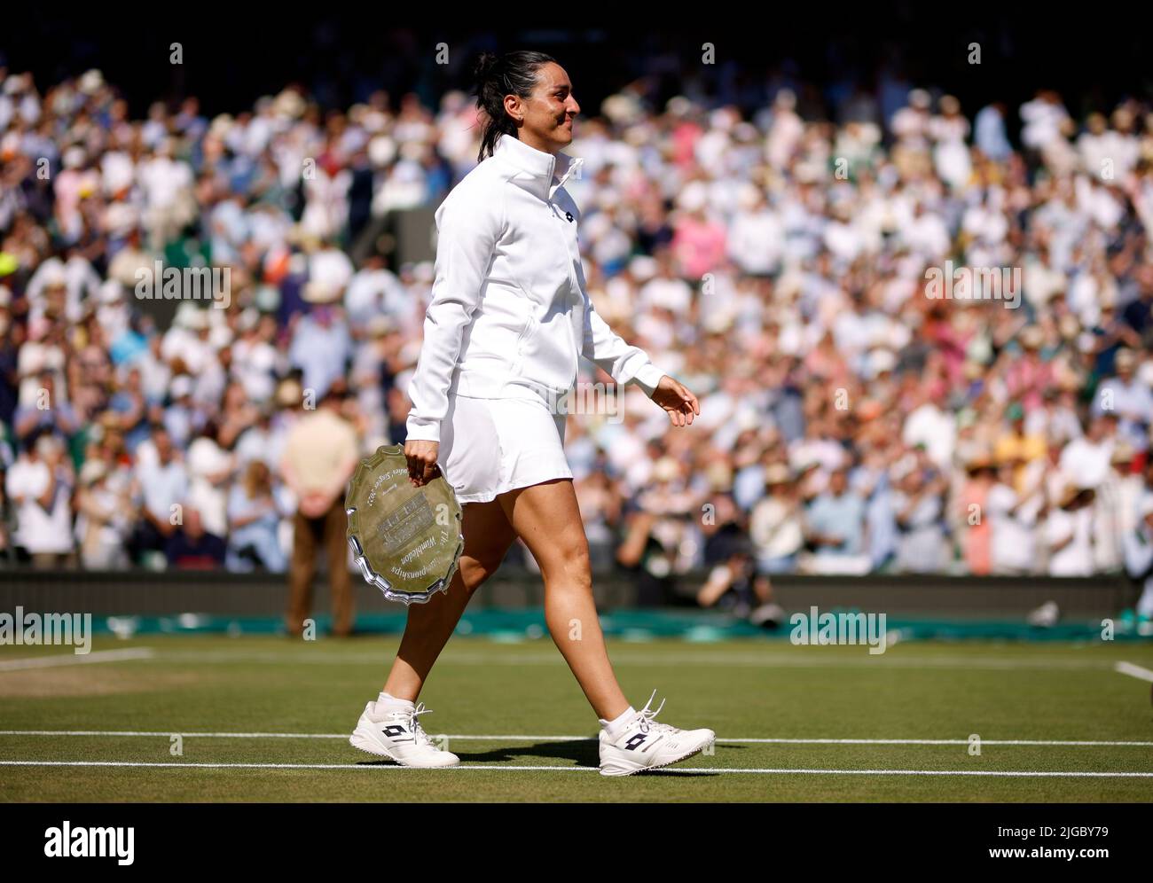 Ons Jabeur with the runners up trophy following defeat to Elena ...