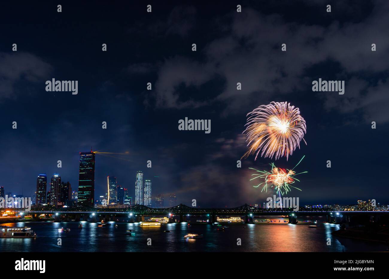 Beautiful fireworks lit up the sky Stock Photo - Alamy