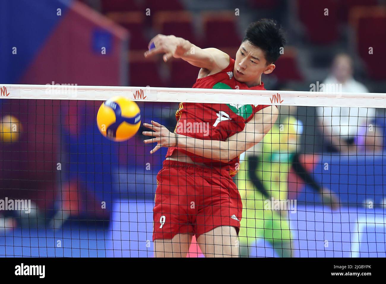 Gdansk. 9th July, 2022. Li Yongzhen of China spikes the ball during the ...
