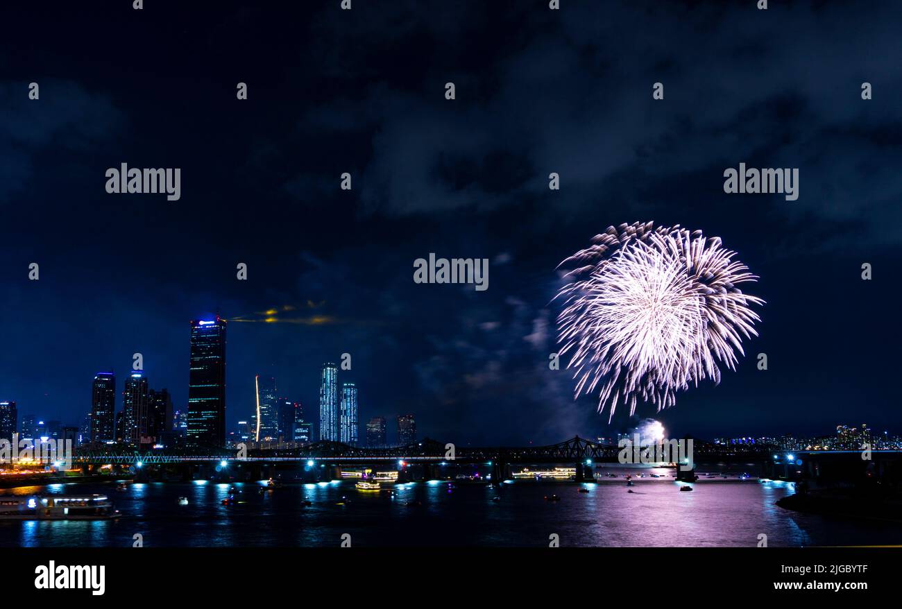 Beautiful fireworks lit up the sky Stock Photo - Alamy