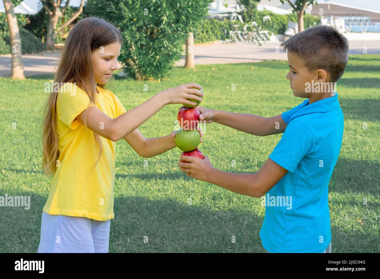 Teenage children boy and girl play hi-res stock photography and images ...