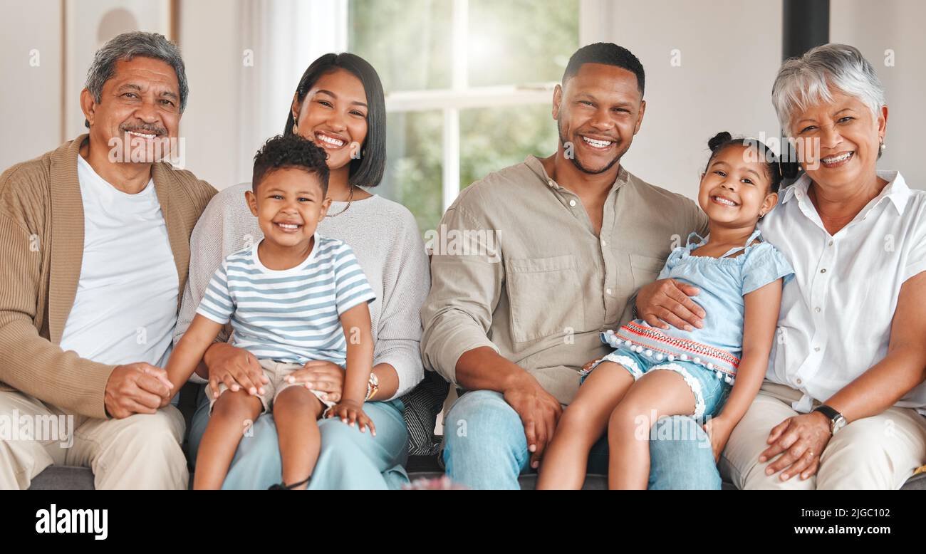 Love resides here. Portrait of a family with their grandparents on the ...