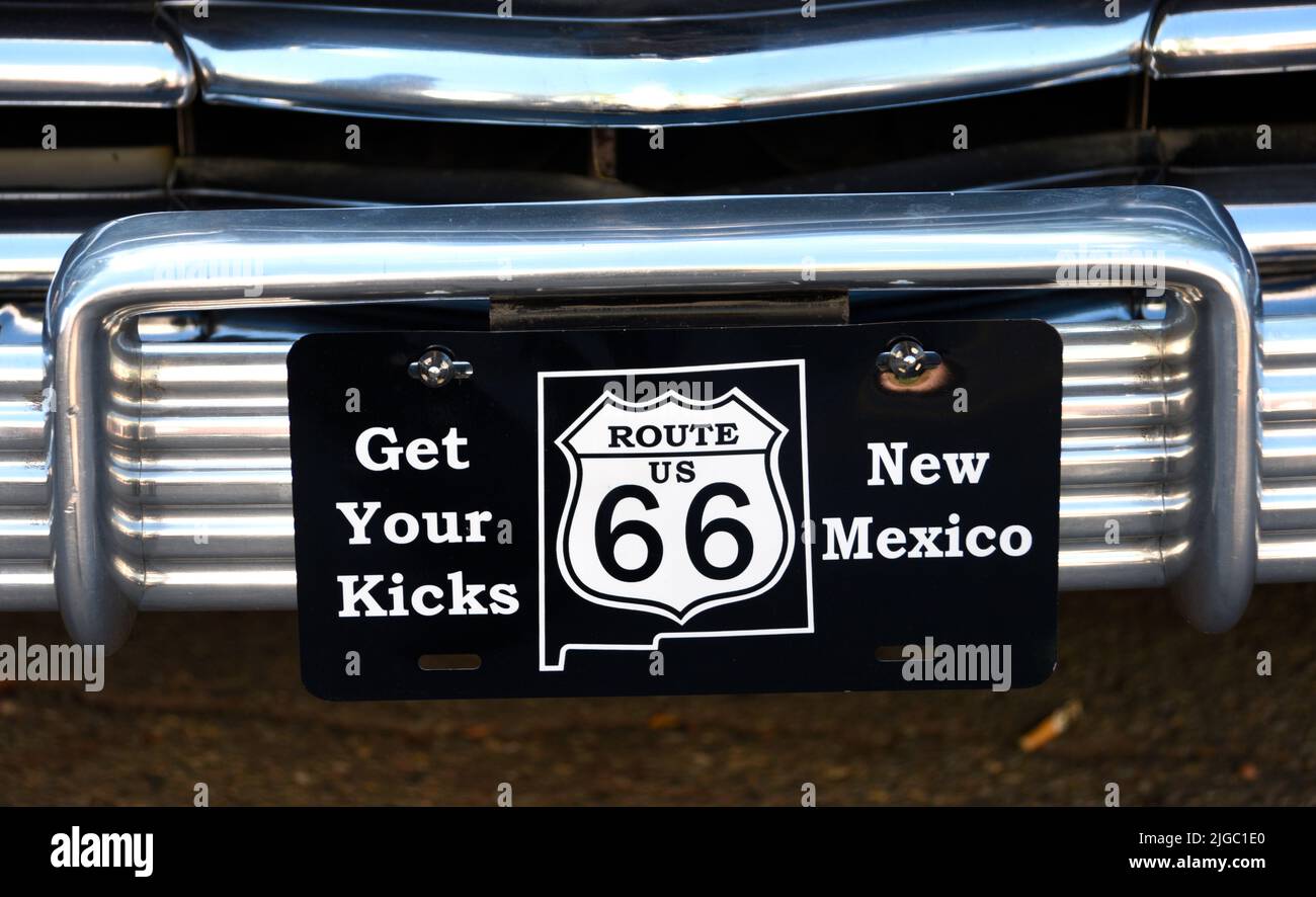 A Route 66 front license plate on a 1947 Chevrolet Fleetmaster on ...