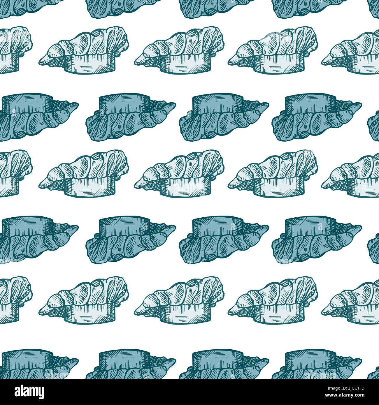 High chef hat engraved seamless pattern. Kitchen traditional element ...
