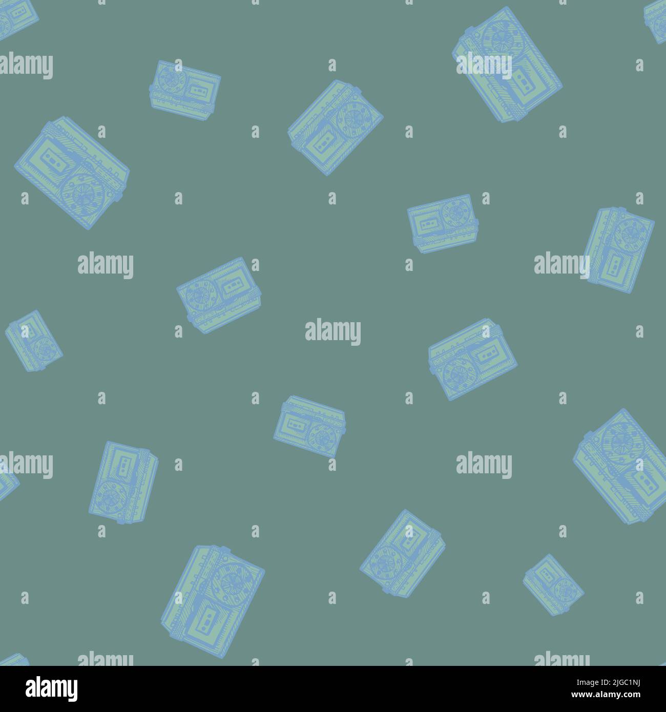 Retro radio engraved seamless pattern. Vintage media equipment in hand ...