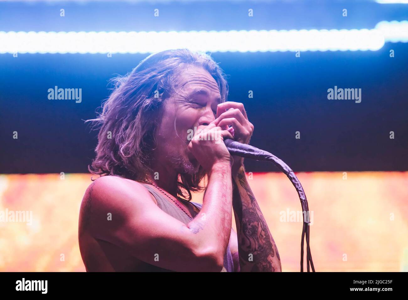 Brandon Boyd of the band Incubus performs on stage at the MadCool ...