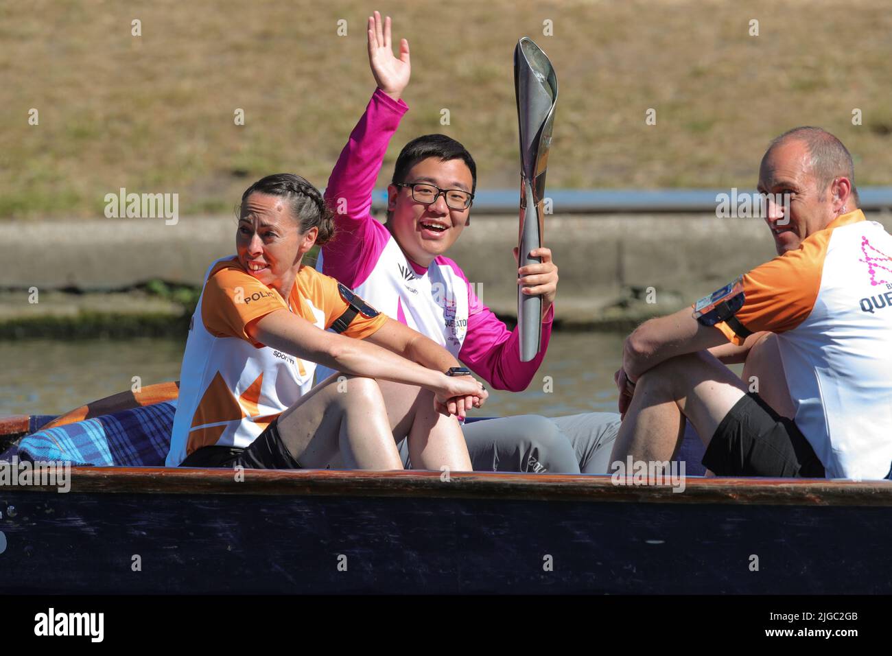 Cambridge, UK. 09th July, 2022. The Commonwealth Games Queen's Baton is ...