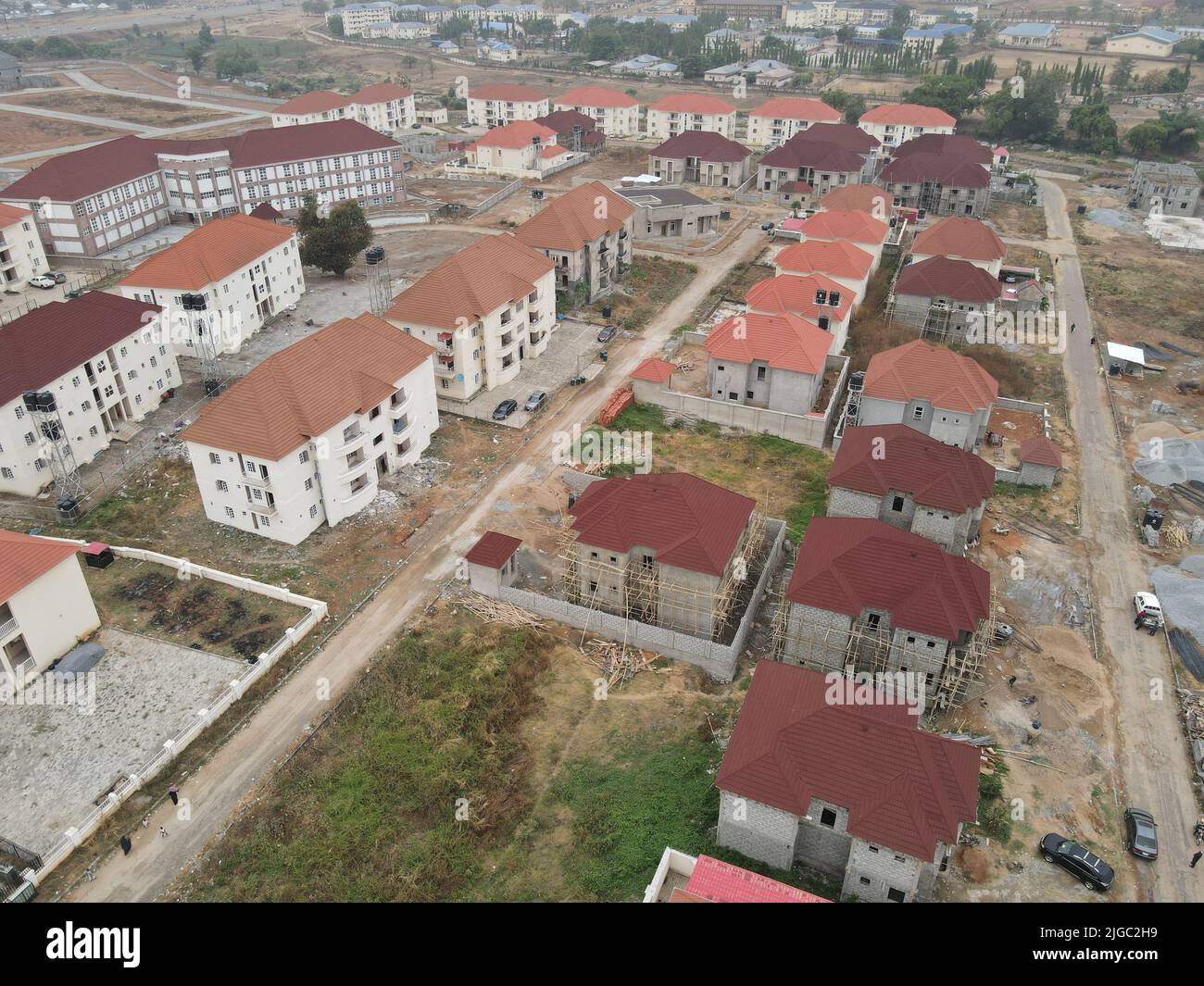 An aerial view of subdivisions and roof houses Stock Photo - Alamy