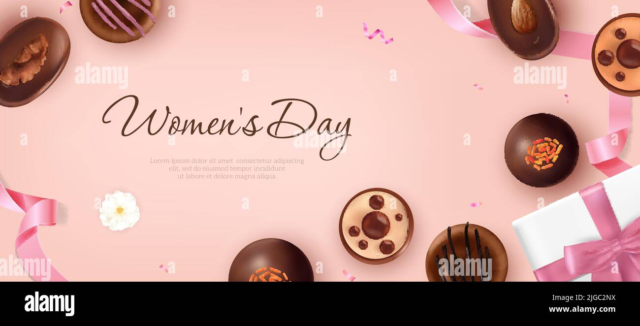 Realistic chocolate ads poster with editable ornate text and images of ...