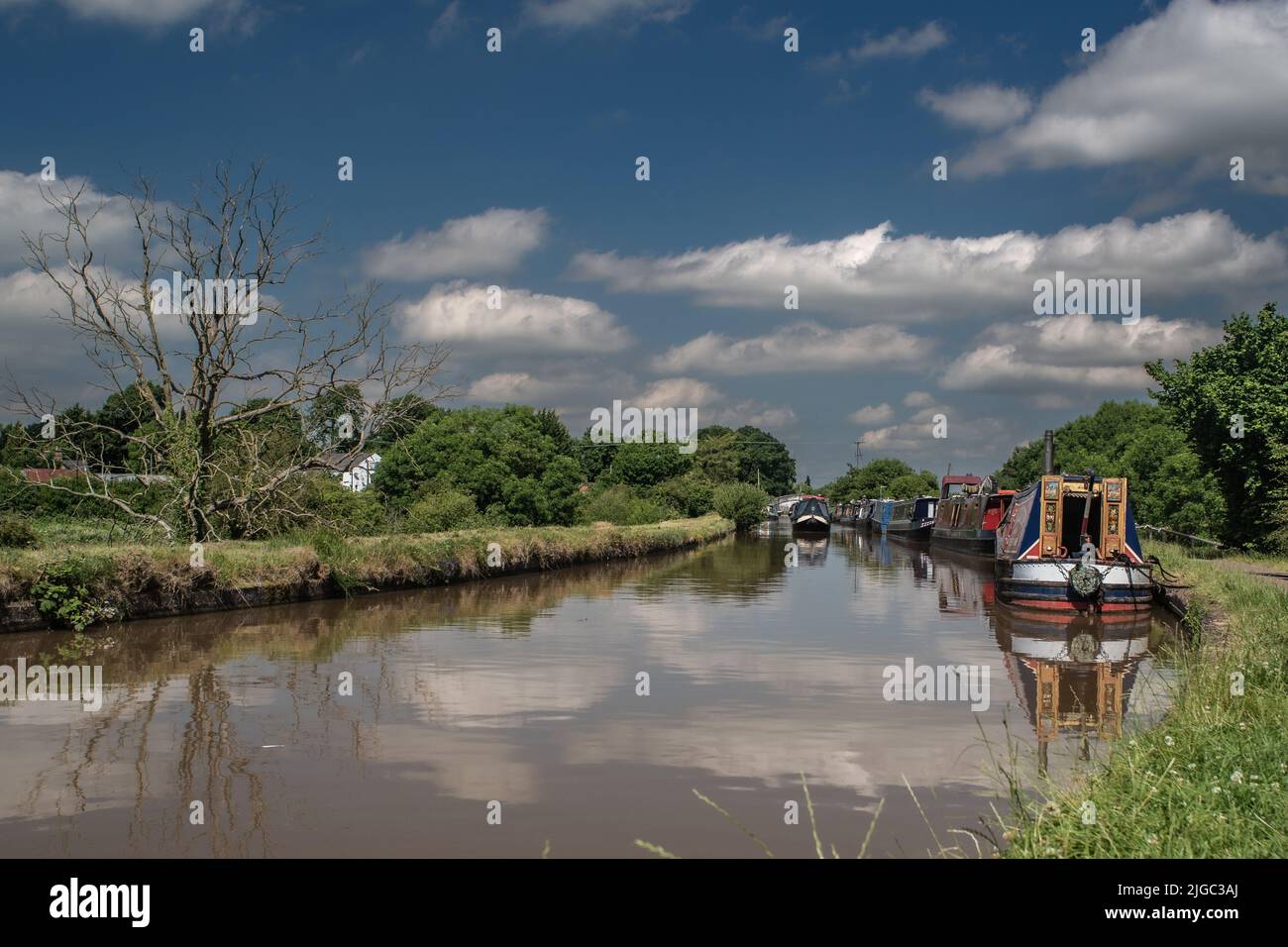 Nantwich Canal Narrowboat sunny day landscape, , Shropshire Union Canal ...