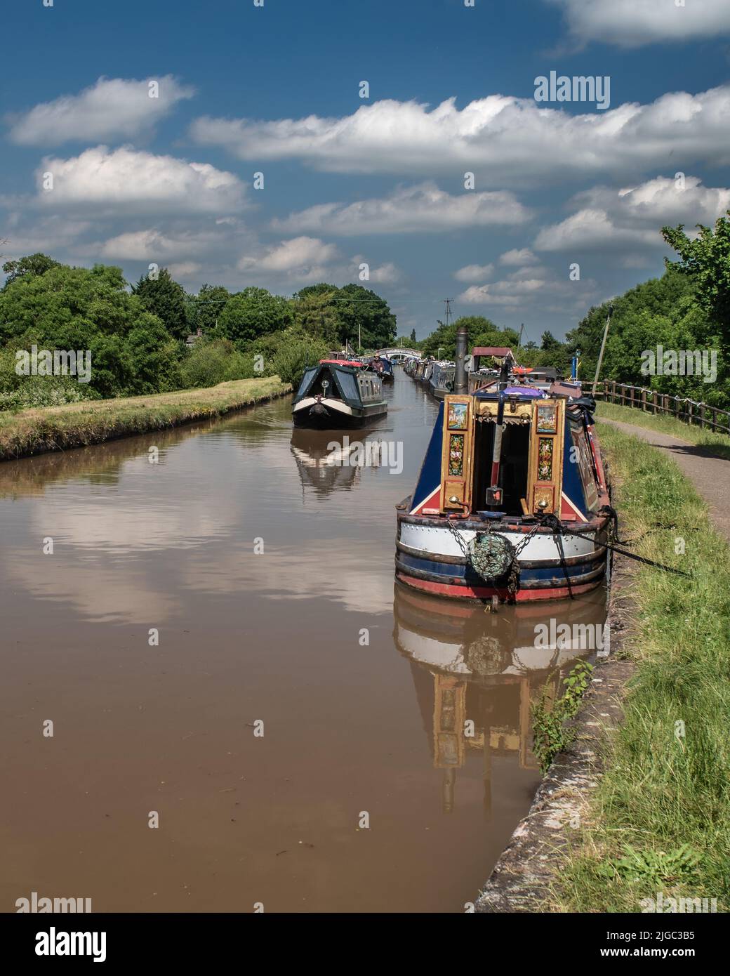 Nantwich Canal Narrowboat sunny day landscape, , Shropshire Union Canal ...