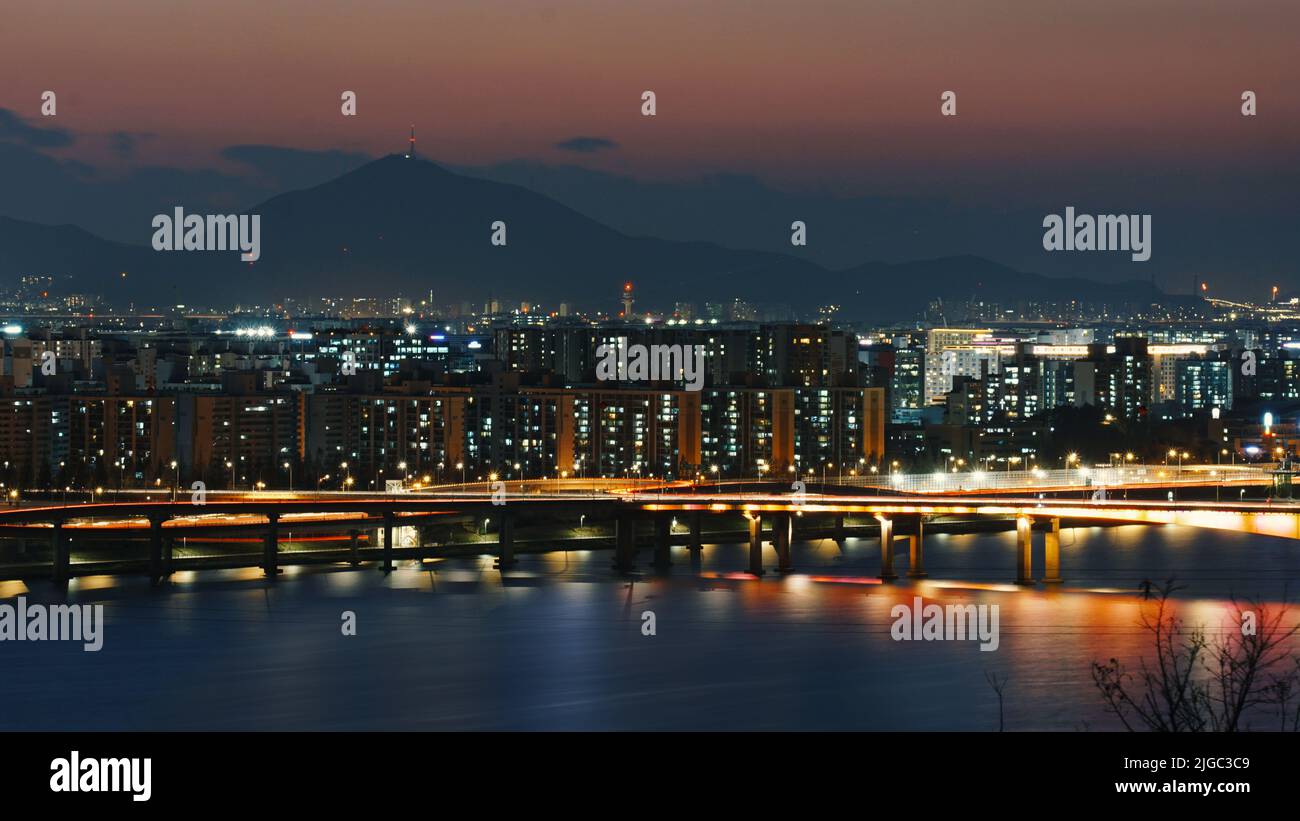 the night view of Seoul and the Han River Stock Photo - Alamy