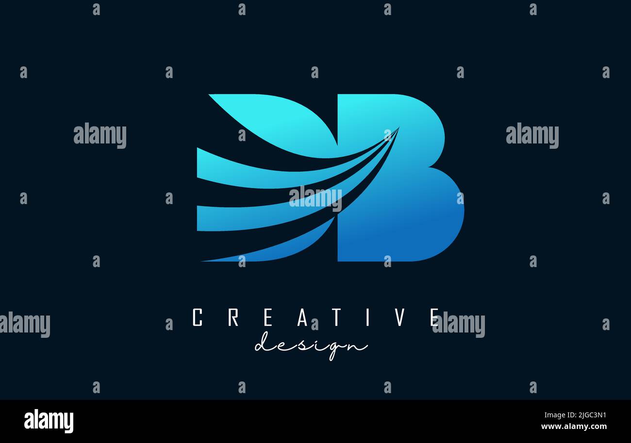 Creative blue letter Db d b logo with leading lines and road concept ...