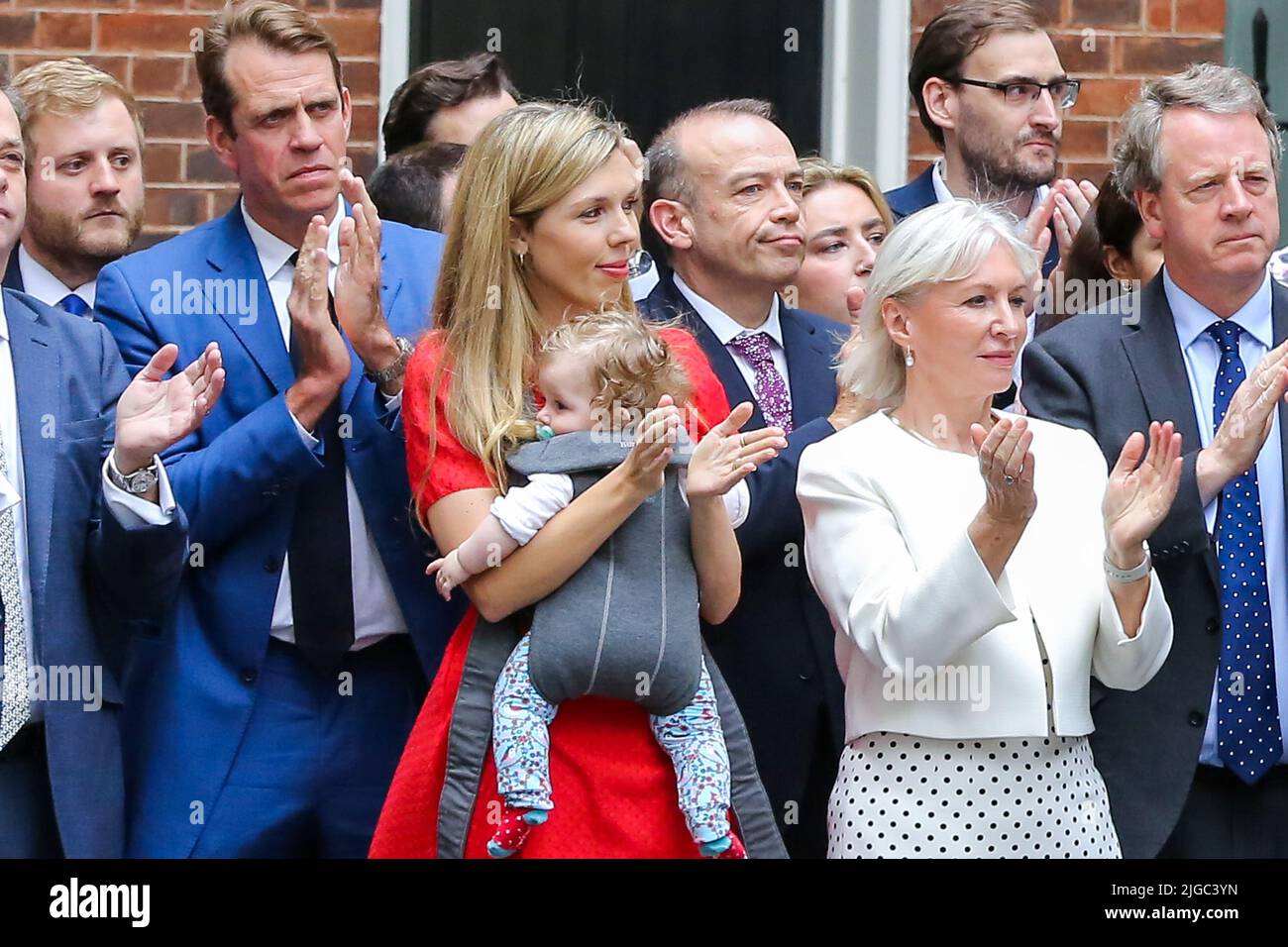 London, UK. 07th July, 2022. Carrie Johnson with baby Romy Johnson ...